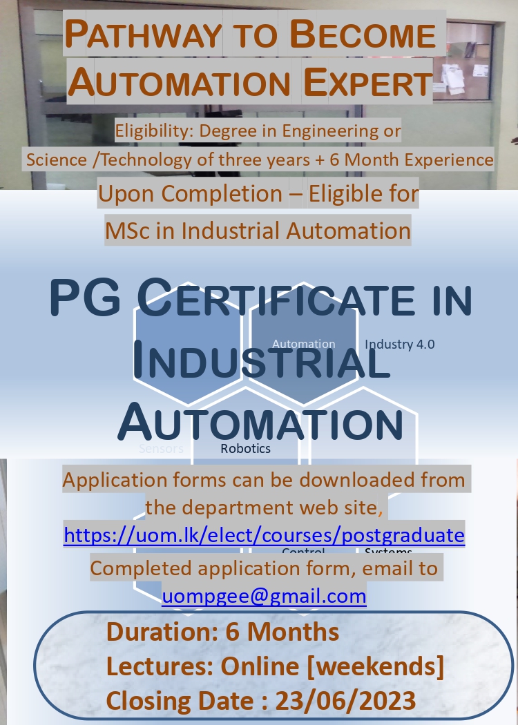 PG Certificate in Industrial Automation | University of Moratuwa